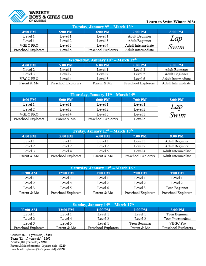 Swim Lessons — Variety Boys & Girls Club of Queens