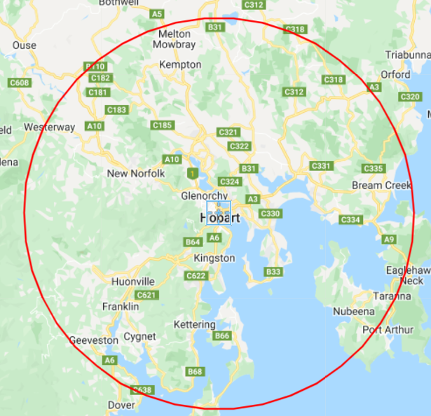 Hobart Radial Map - Workforce Advisory