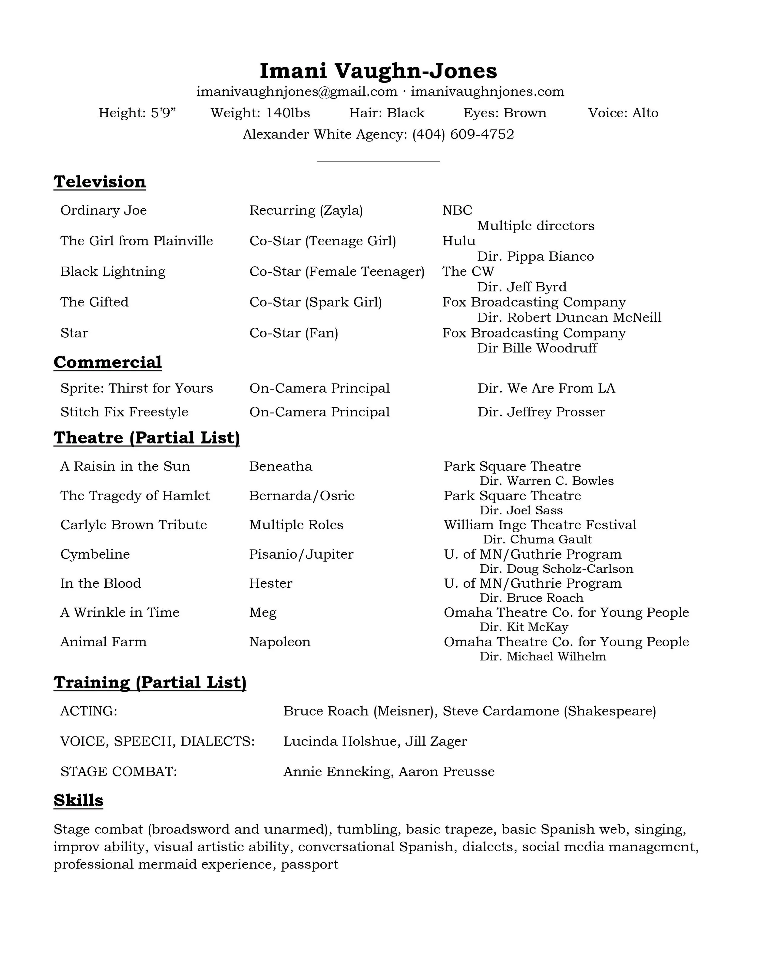 Actress — Imani Vaughn-Jones