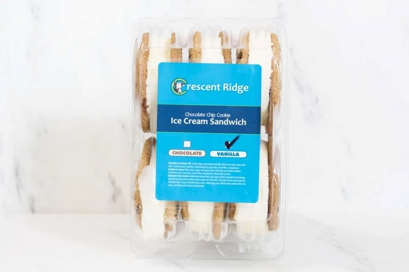 Crescent Ridge Chocolate Chip Cookie Ice Cream Sandwiches — Crescent ...