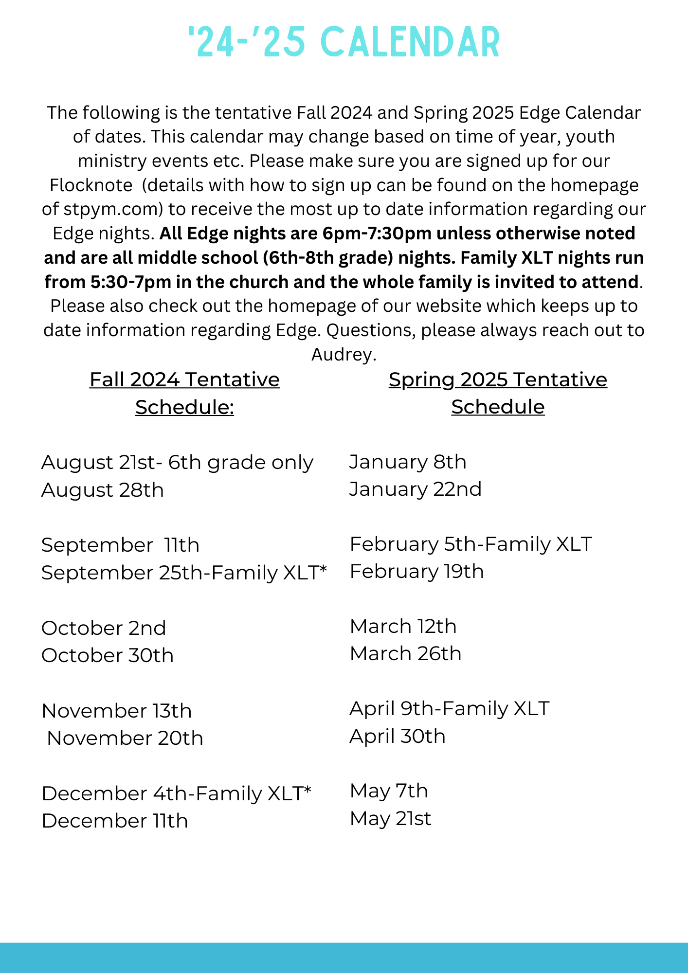 Edge Calendar/Events — St. Paul Youth Ministry