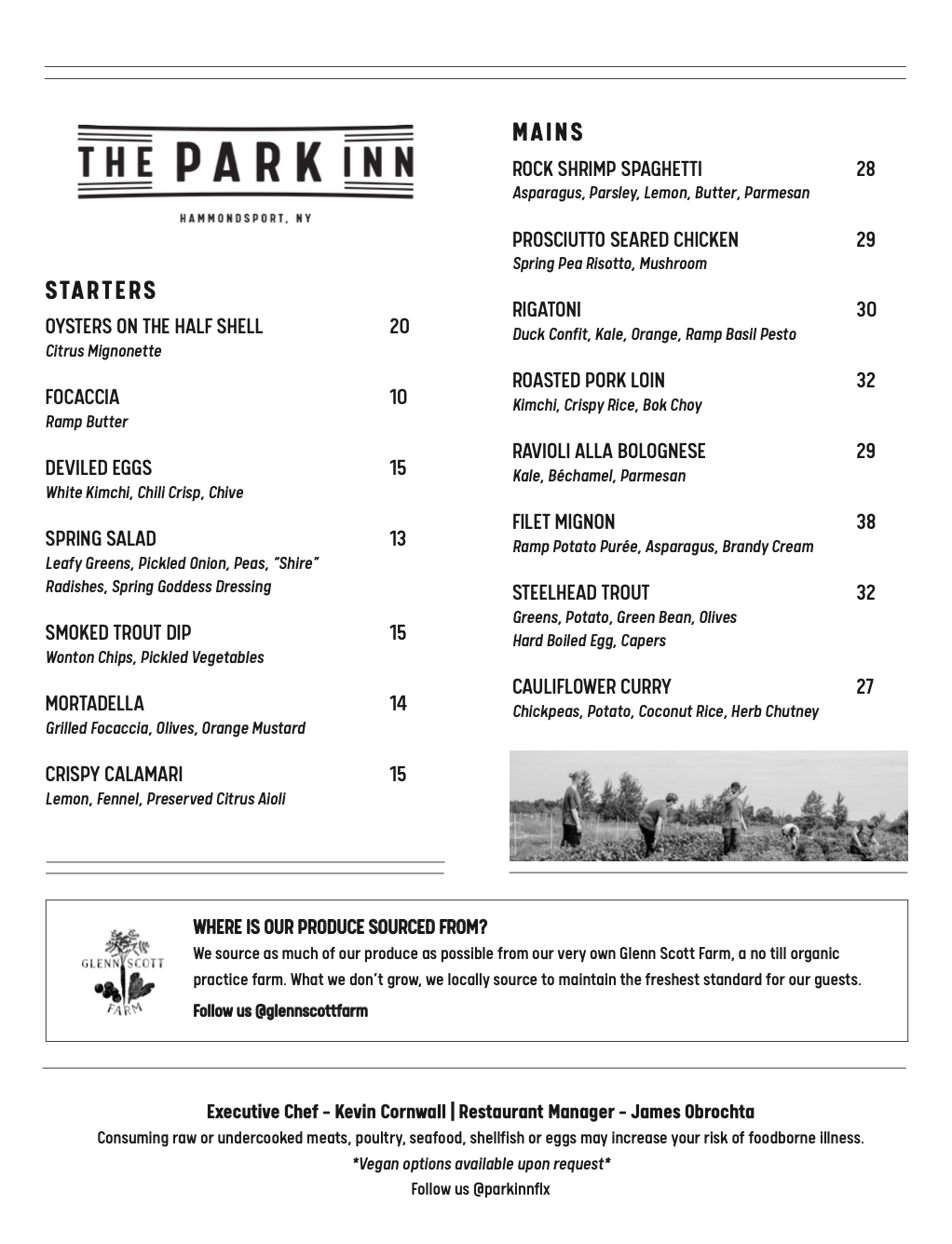 Menu — The Park Inn