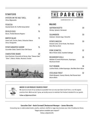 Menu — The Park Inn