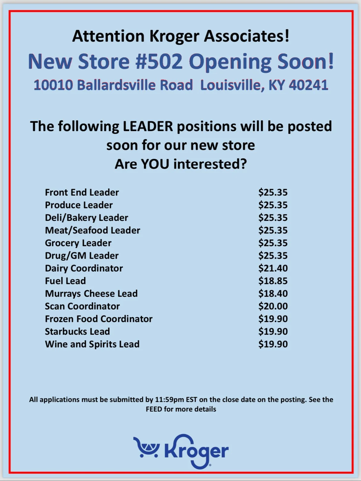 Kroger Job Bids — United Food and Commercial Workers Local 227