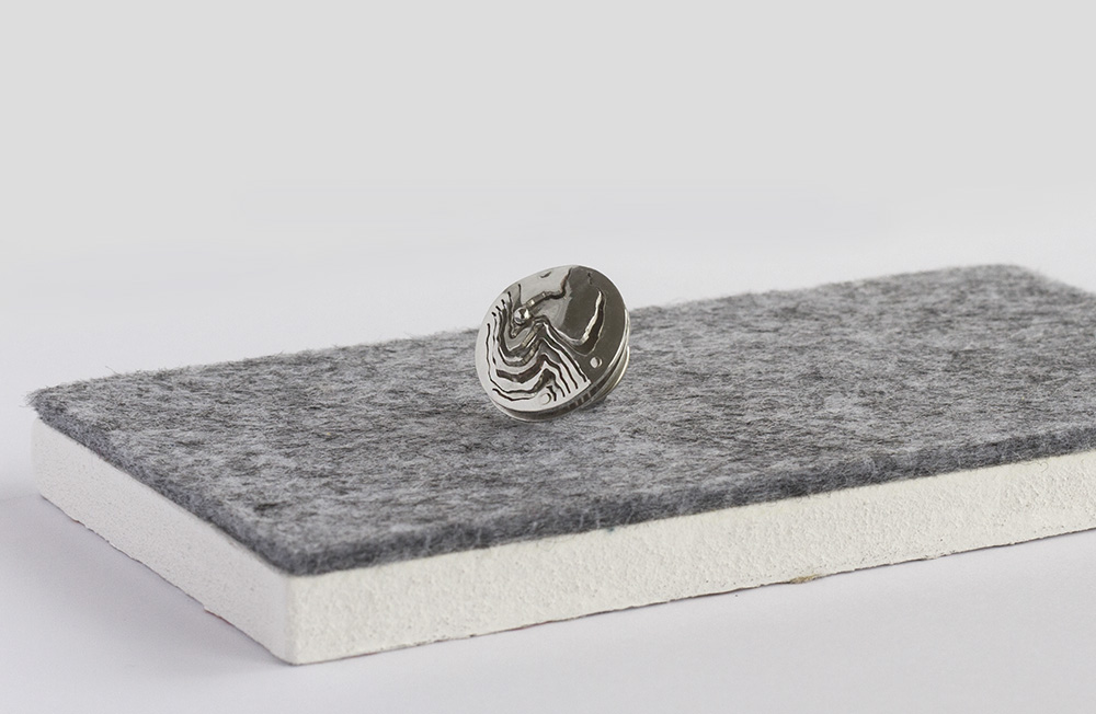 Handmade silver contour map pin badge — Contour Map Collection
