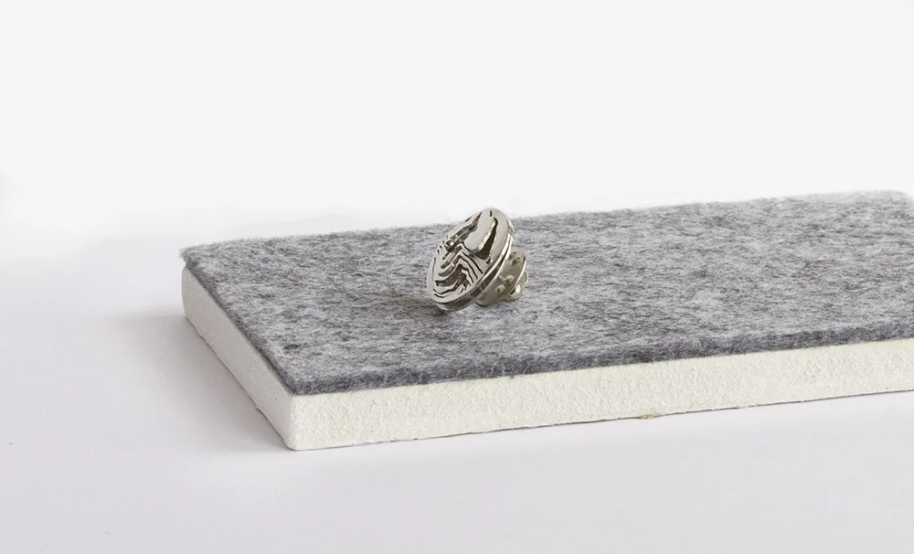 Handmade silver contour map pin badge — Contour Map Collection