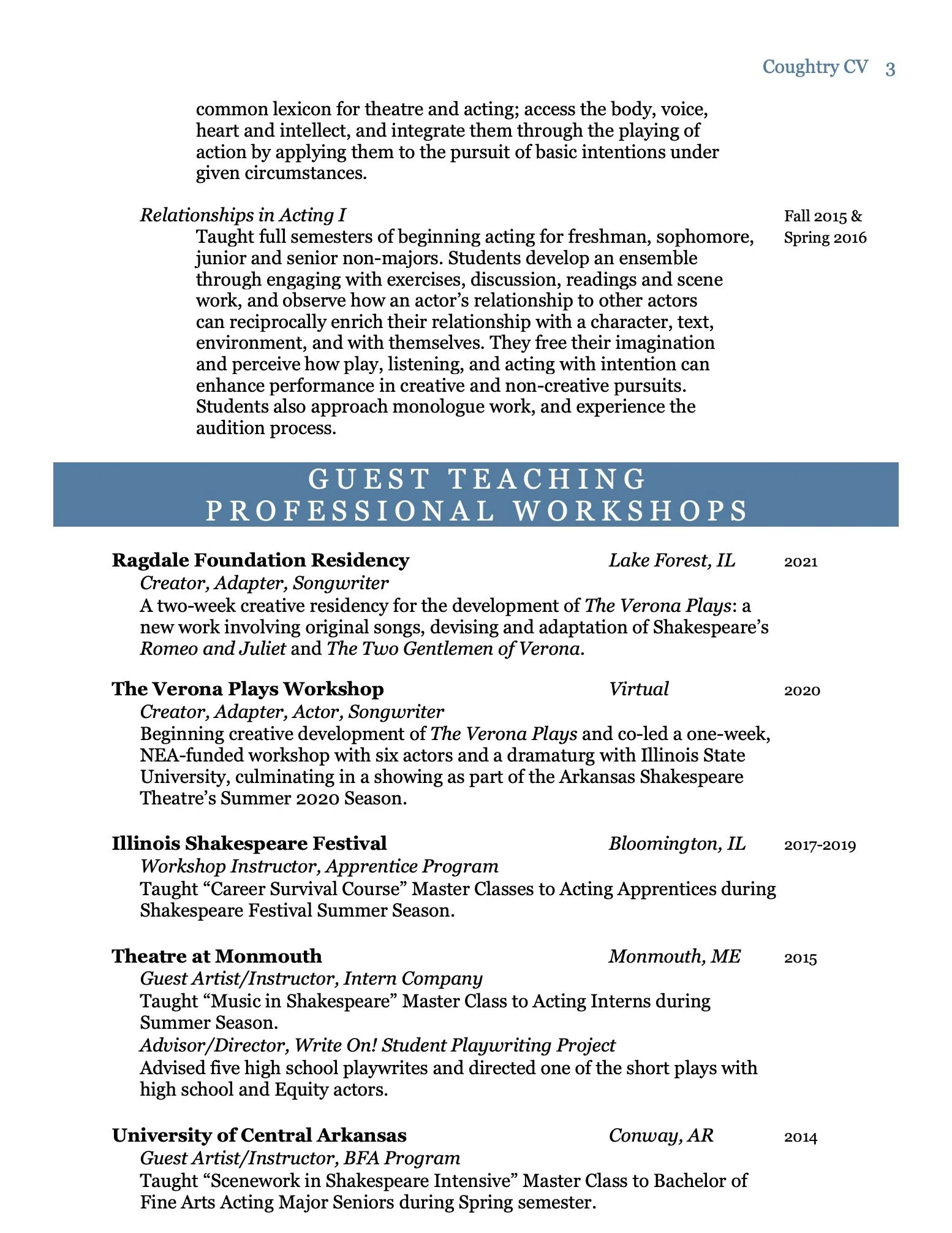 Academic CV — Jordan Coughtry