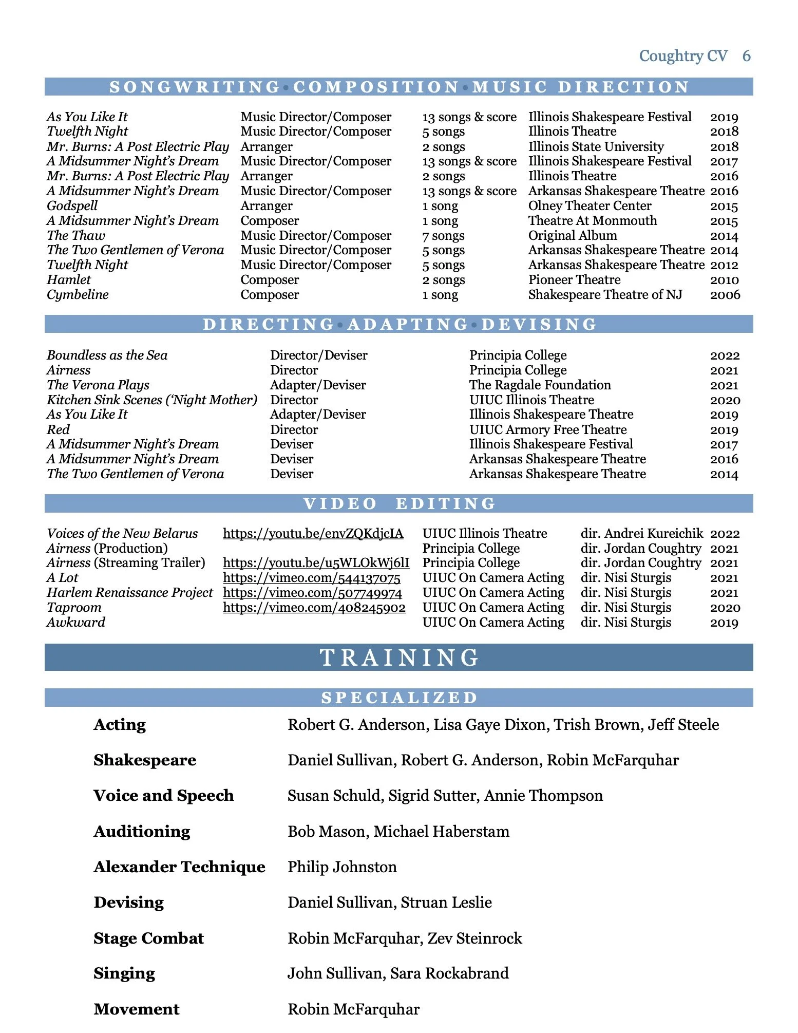 Academic CV — Jordan Coughtry