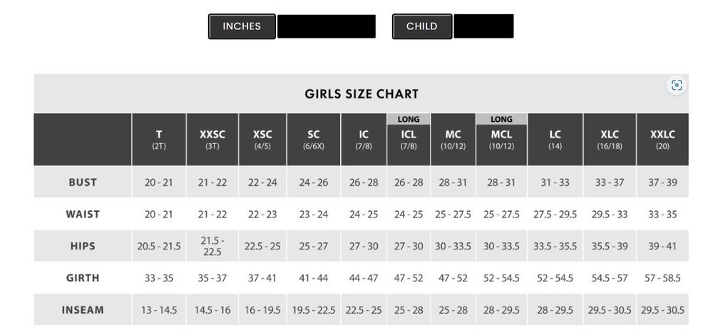 Size Chart for Costumes & Bodysuits — Fly Studios YXE