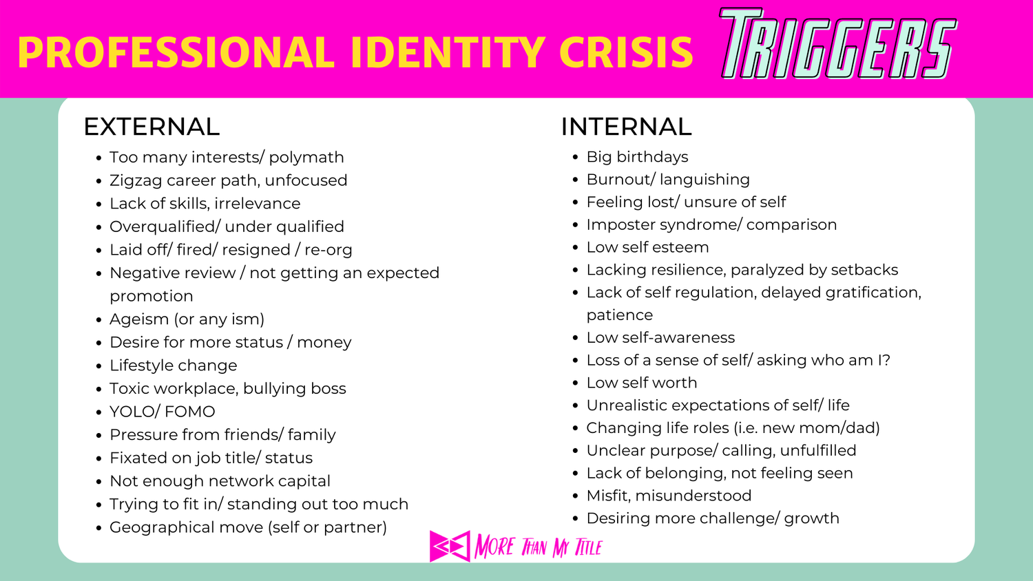 Triggers of a professional identity crisis — More Than My Title