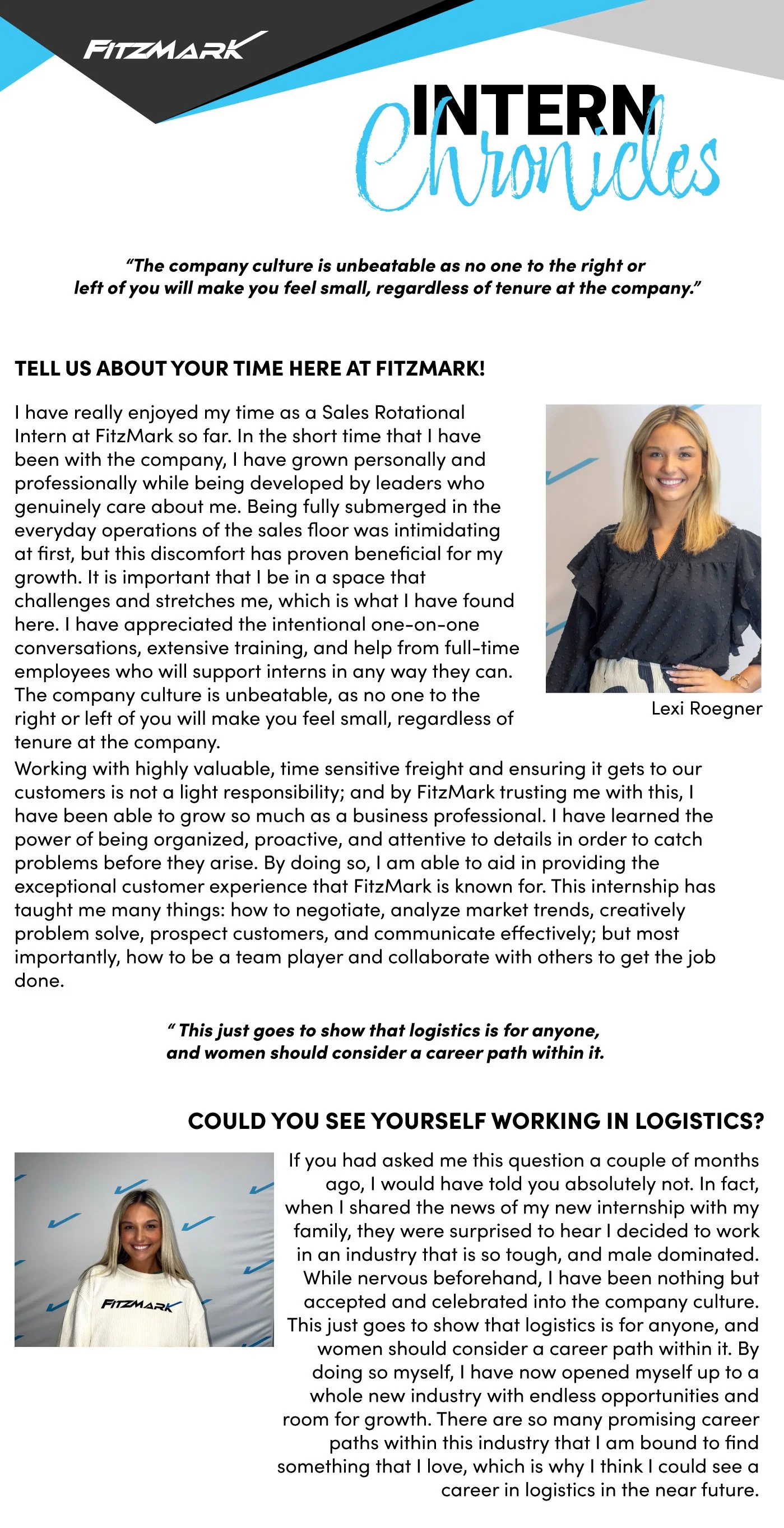 Intern Chronicles With Lexi Roegner, Sales Internship — FitzMark