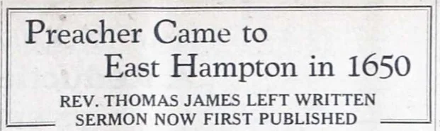 Rev Thomas James — First Presbyterian Church of East Hampton
