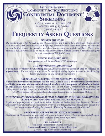 DOCUMENT SHREDDING — Lancaster Fairfield Community Action Agency