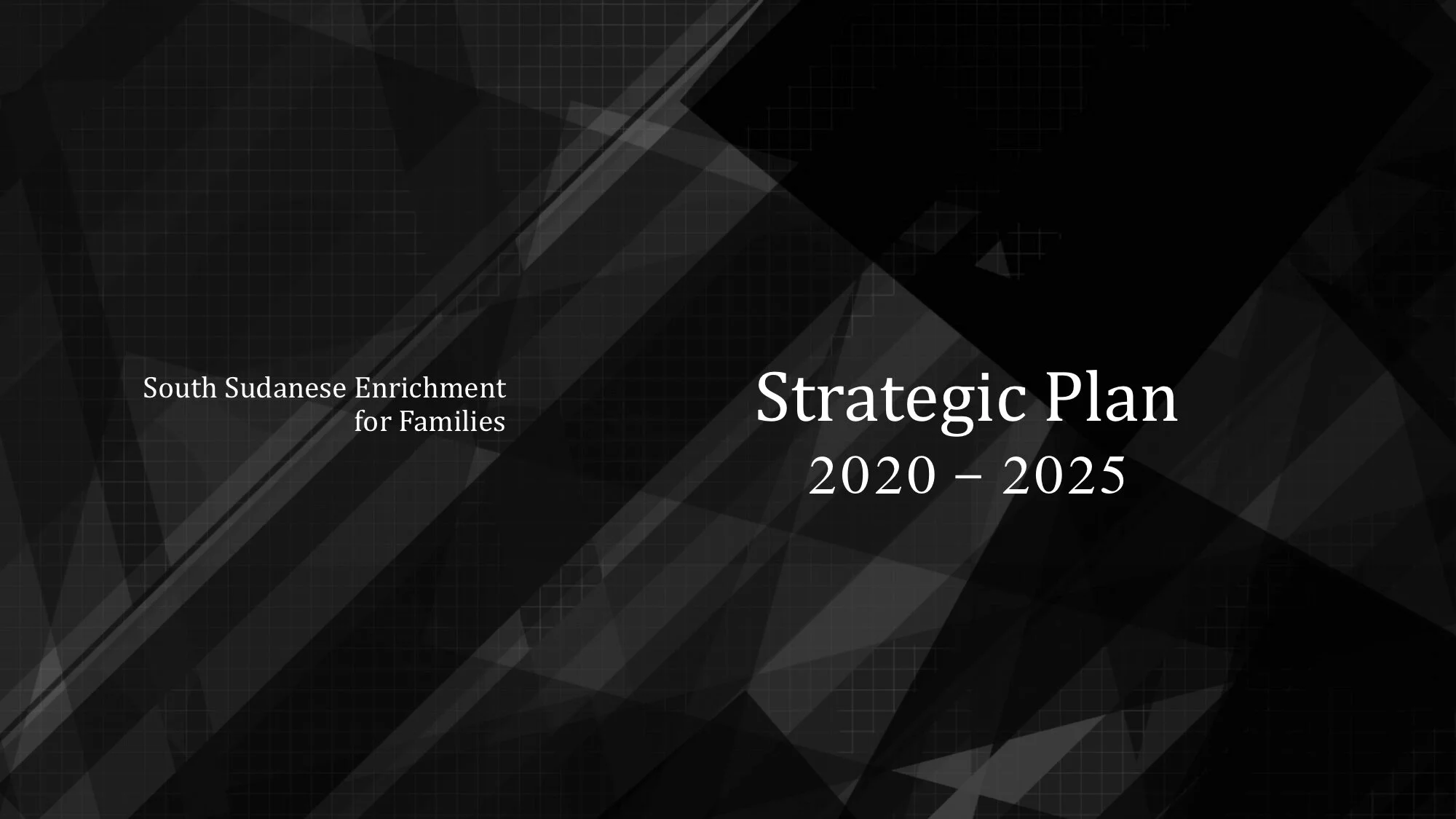 Strategic Plan 2020-2025 — South Sudanese Enrichment for Families