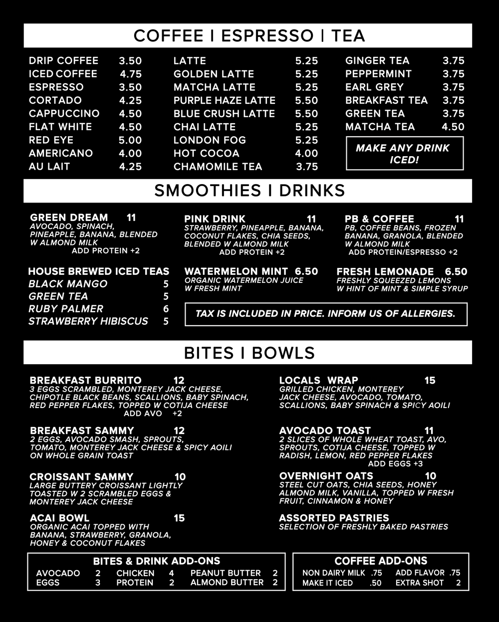 CAFE MENU — Locals Collective