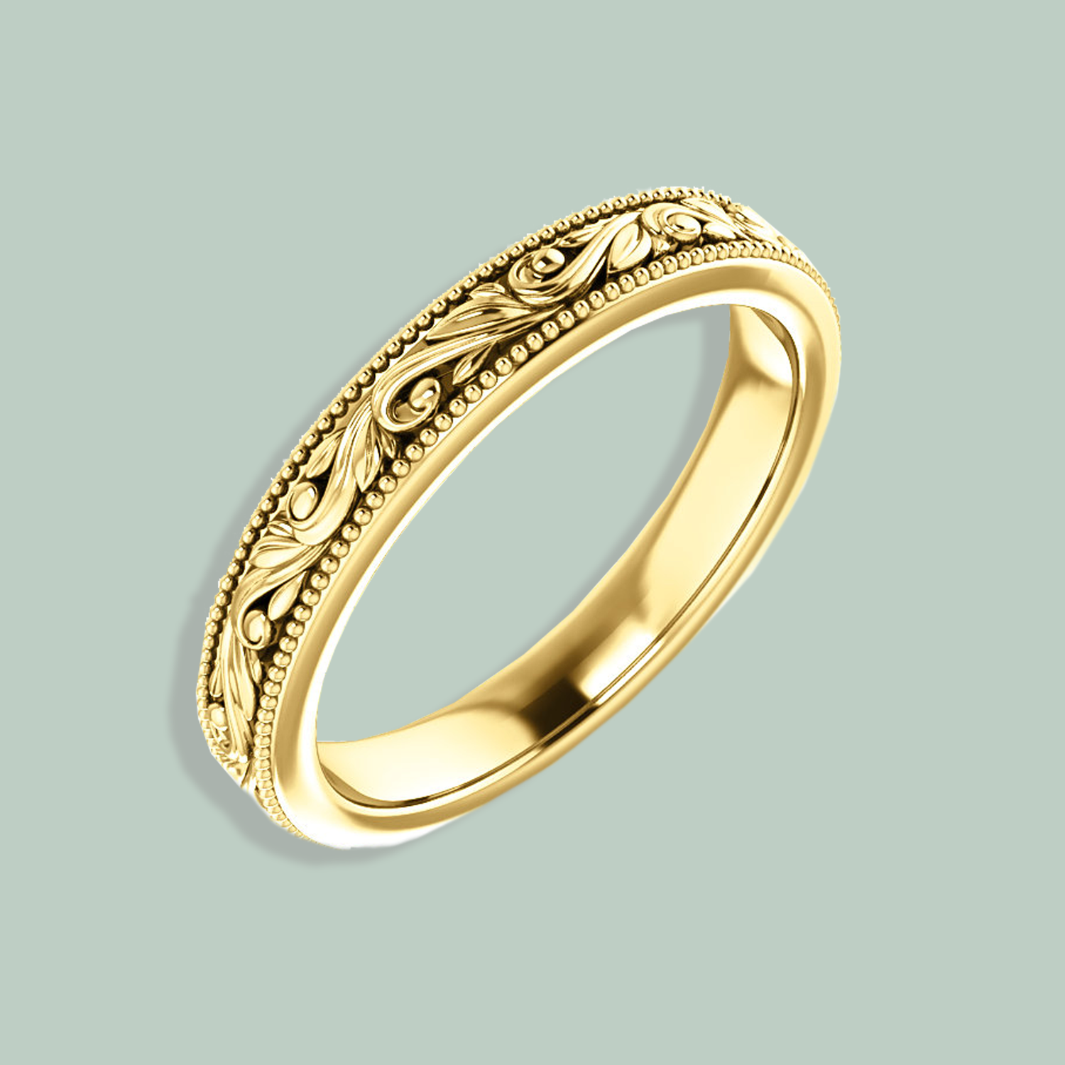 Engraved Gold Wedding Band