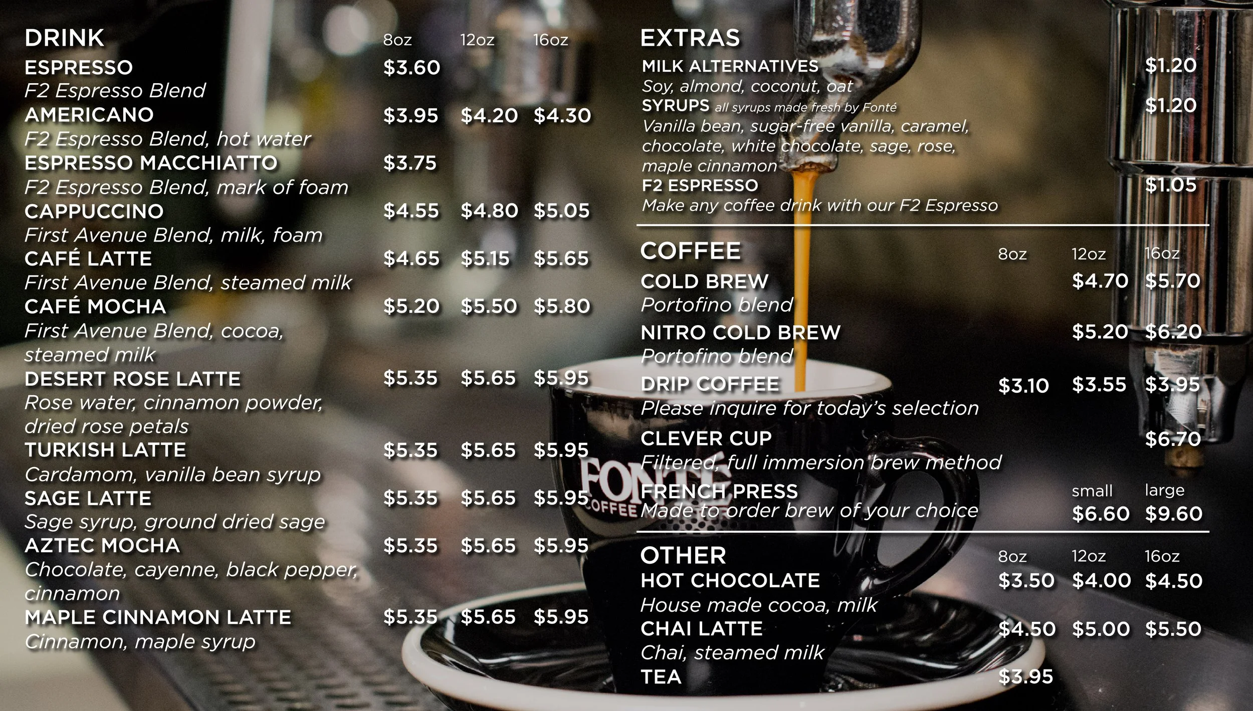 Coffee Cafe Menu