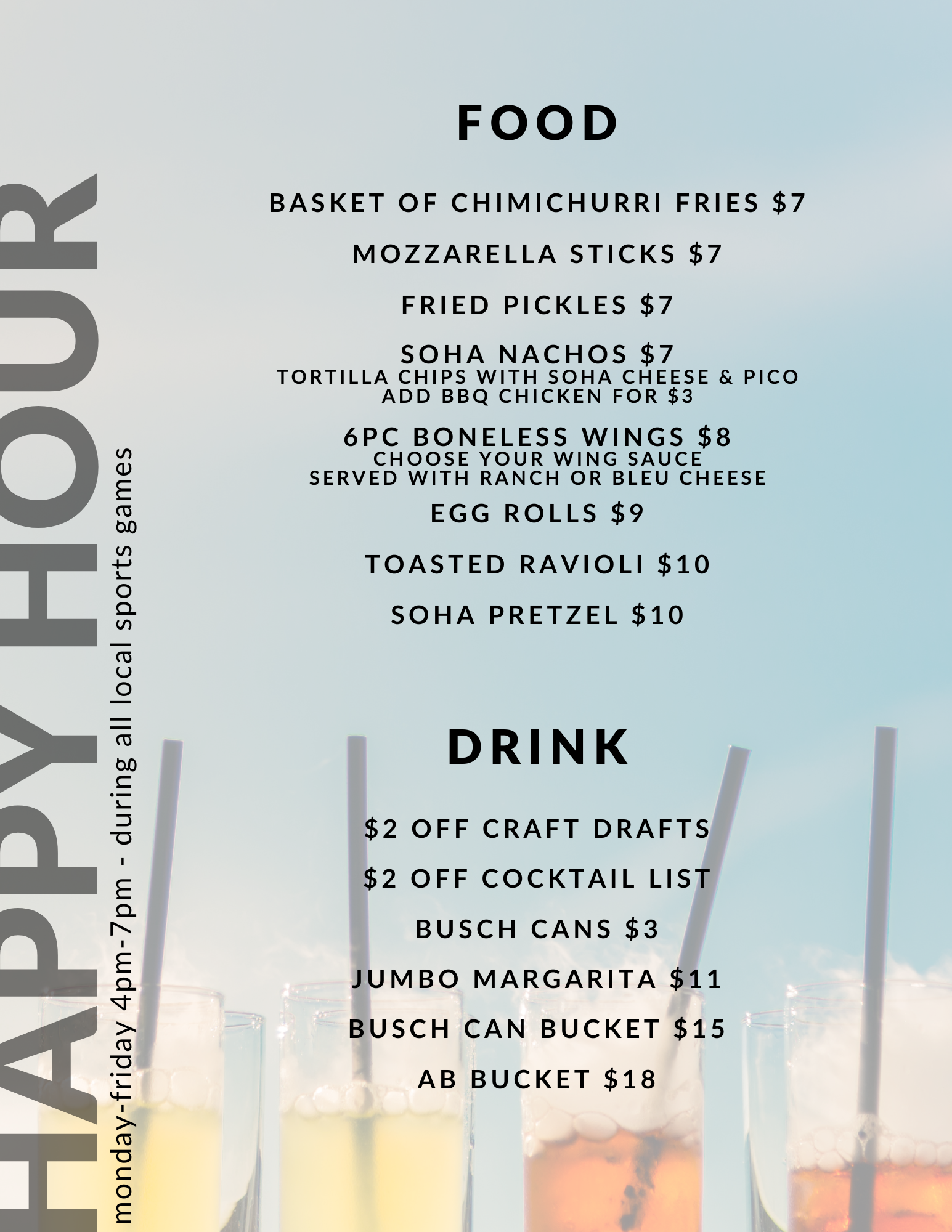 HH & SPECIALS — SOHA Bar & Grill