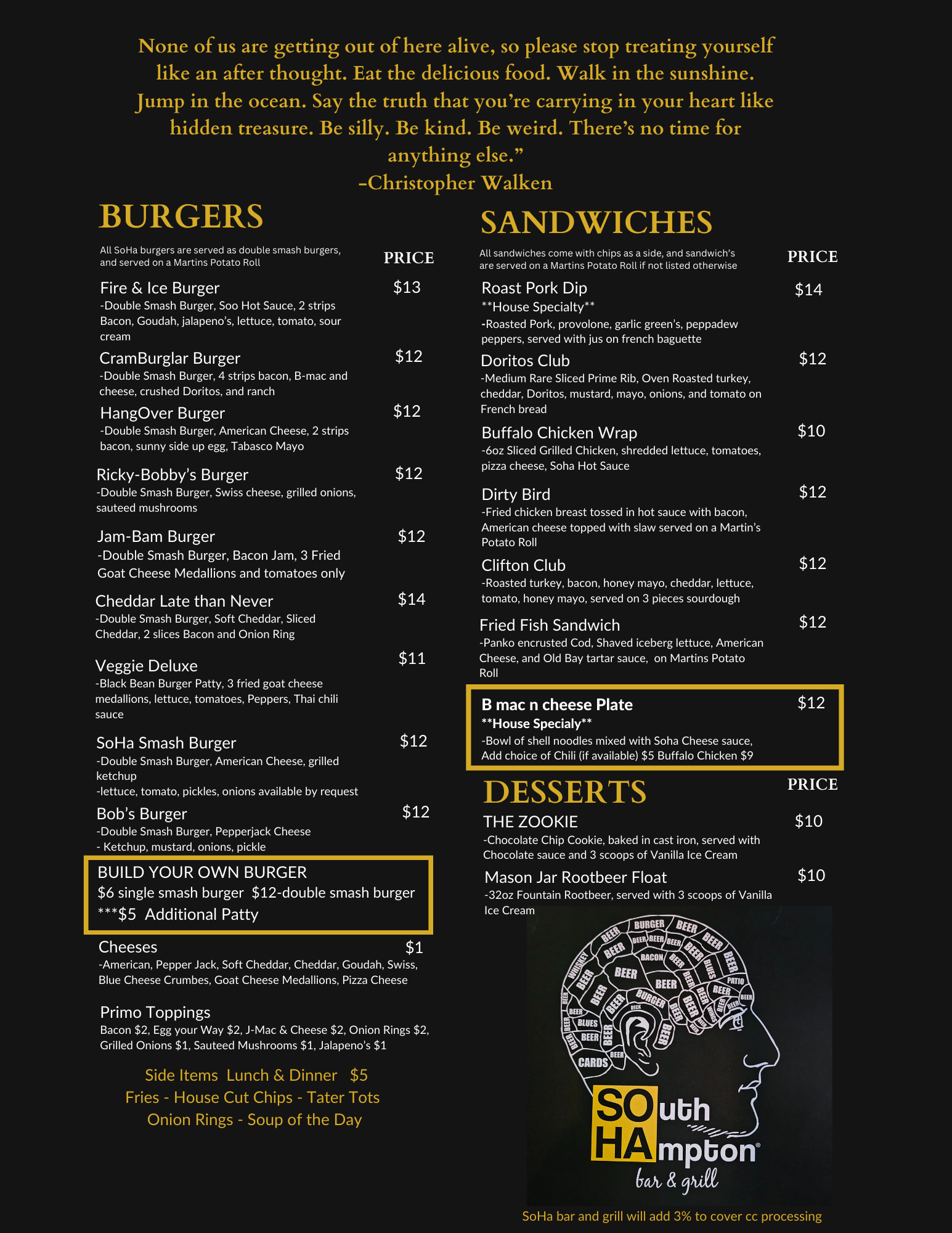 Menu — SOHA Bar & Grill