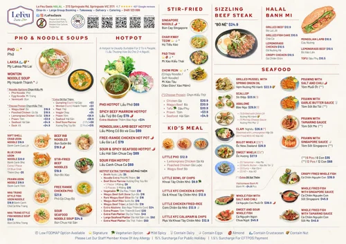 Le Feu Oasis Menu with prices - 100% Halal Vietnamese, Asian food in ...