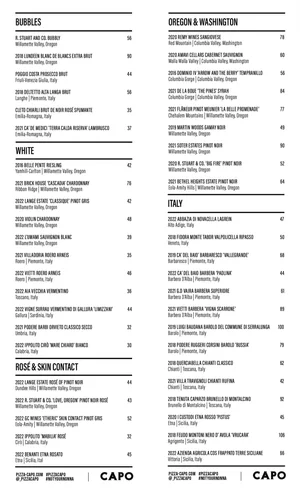 MENU — PIZZA CAPO