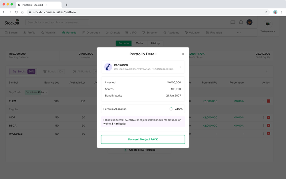 Cara Konversi PACK01CB Menjadi Saham PACK di Stockbit — Stockbit Snips ...