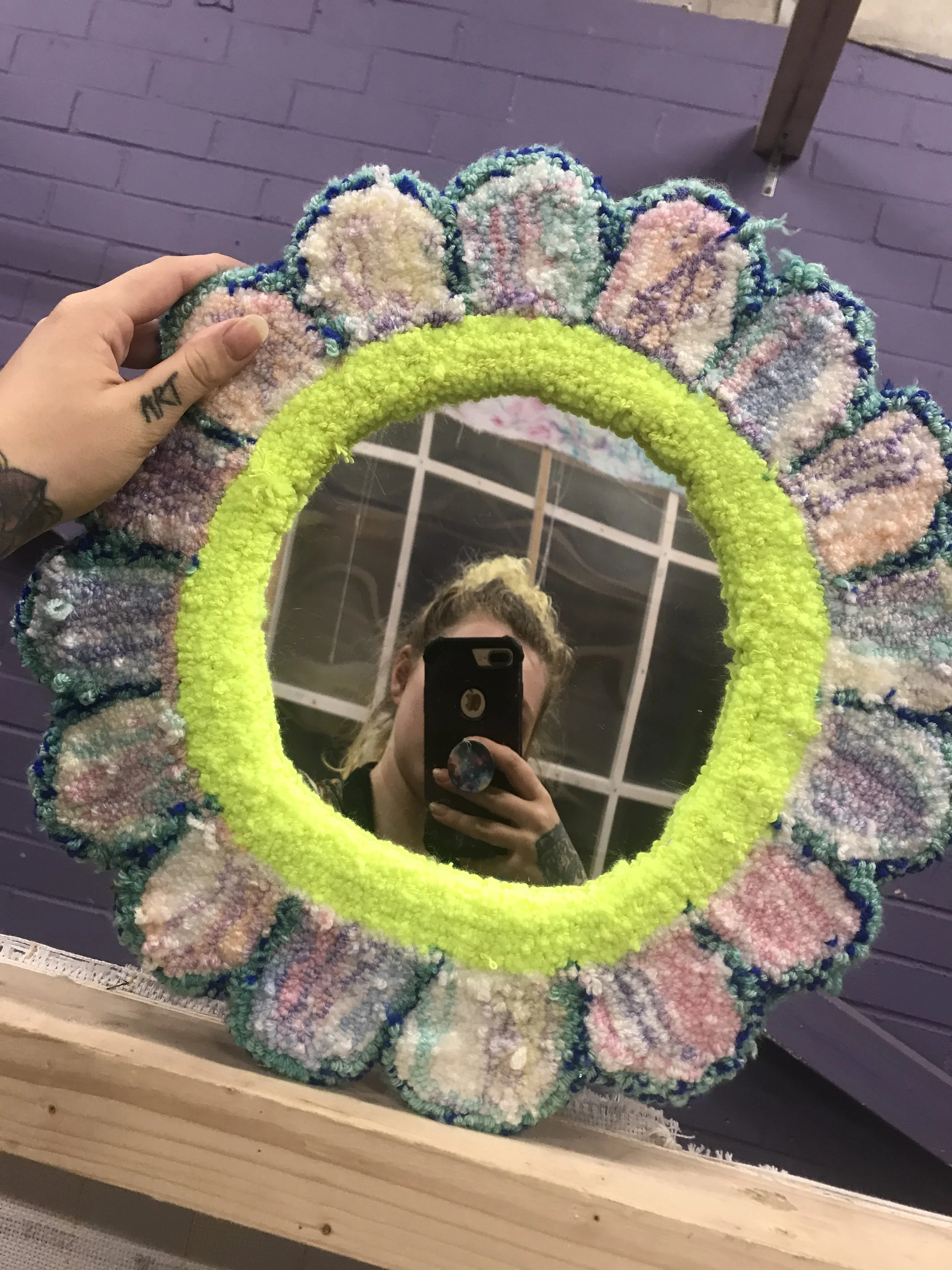 Custom tufted flower mirror — Alena Ruth Tufting