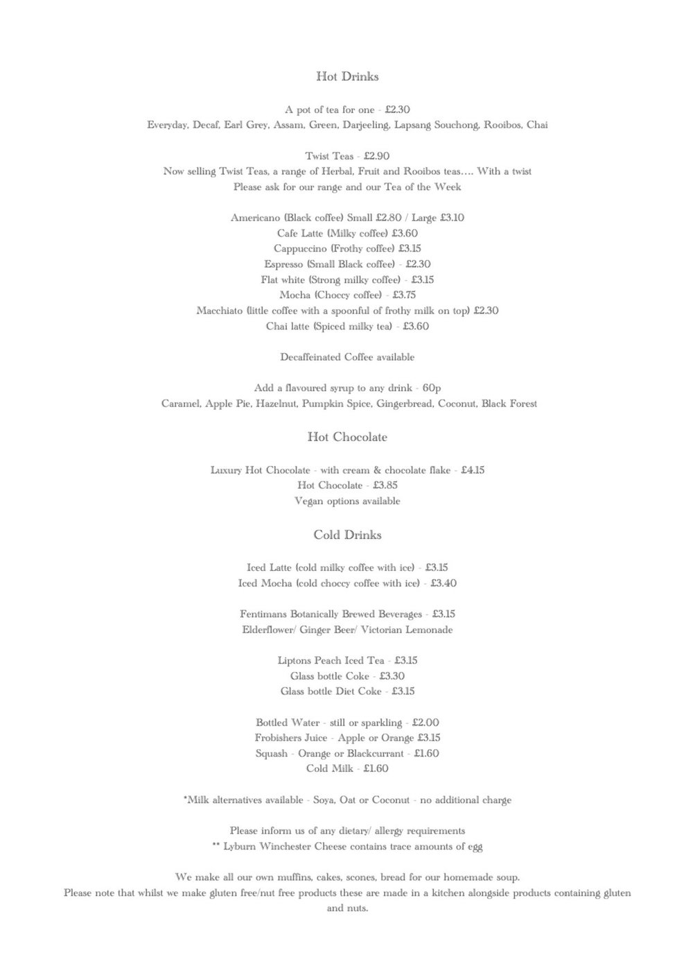 Menu — Braxton gardens