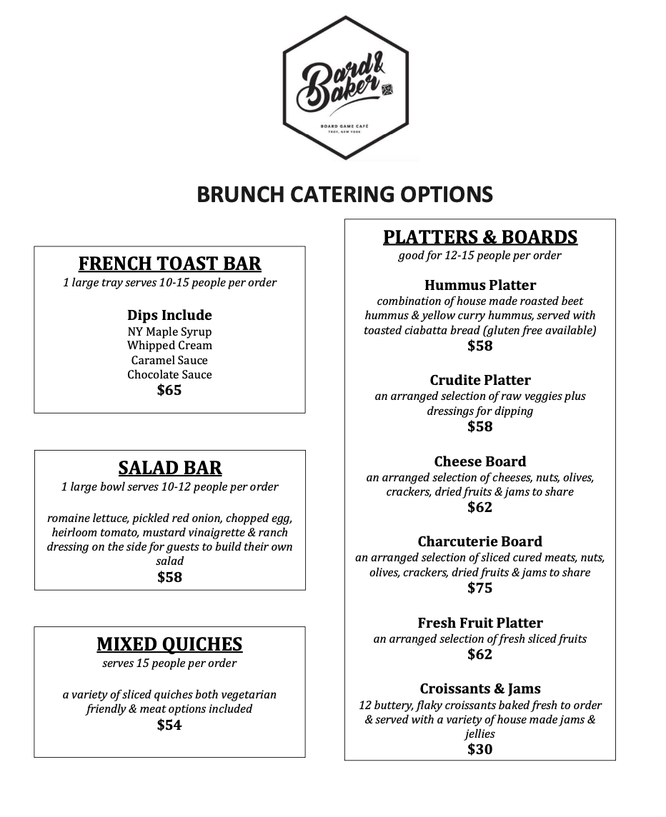 Private Events & Catering — Bard & Baker: Board Game Café