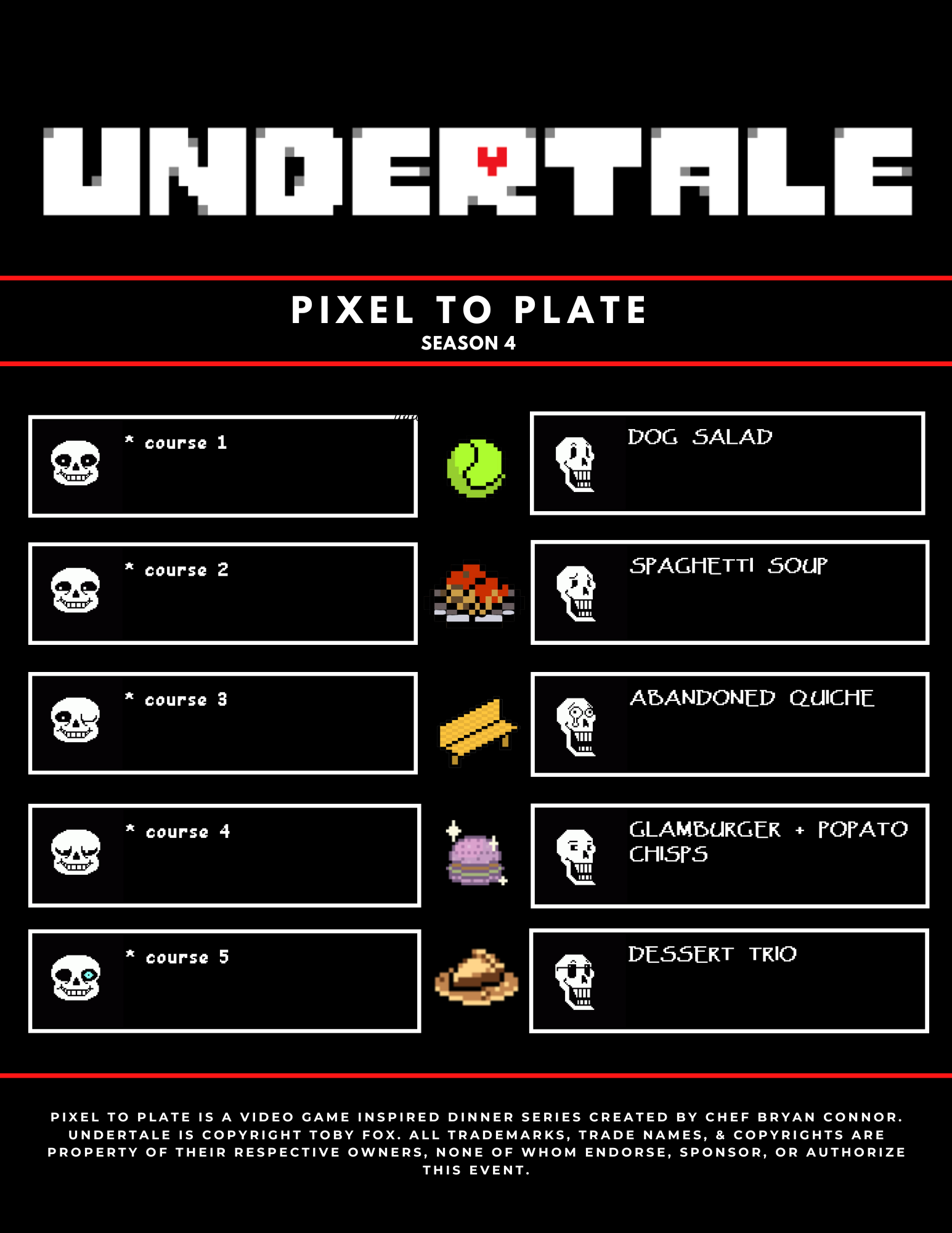 Pixel to Plate 5 Course Dinner: Undertale inspired encore — Bard ...