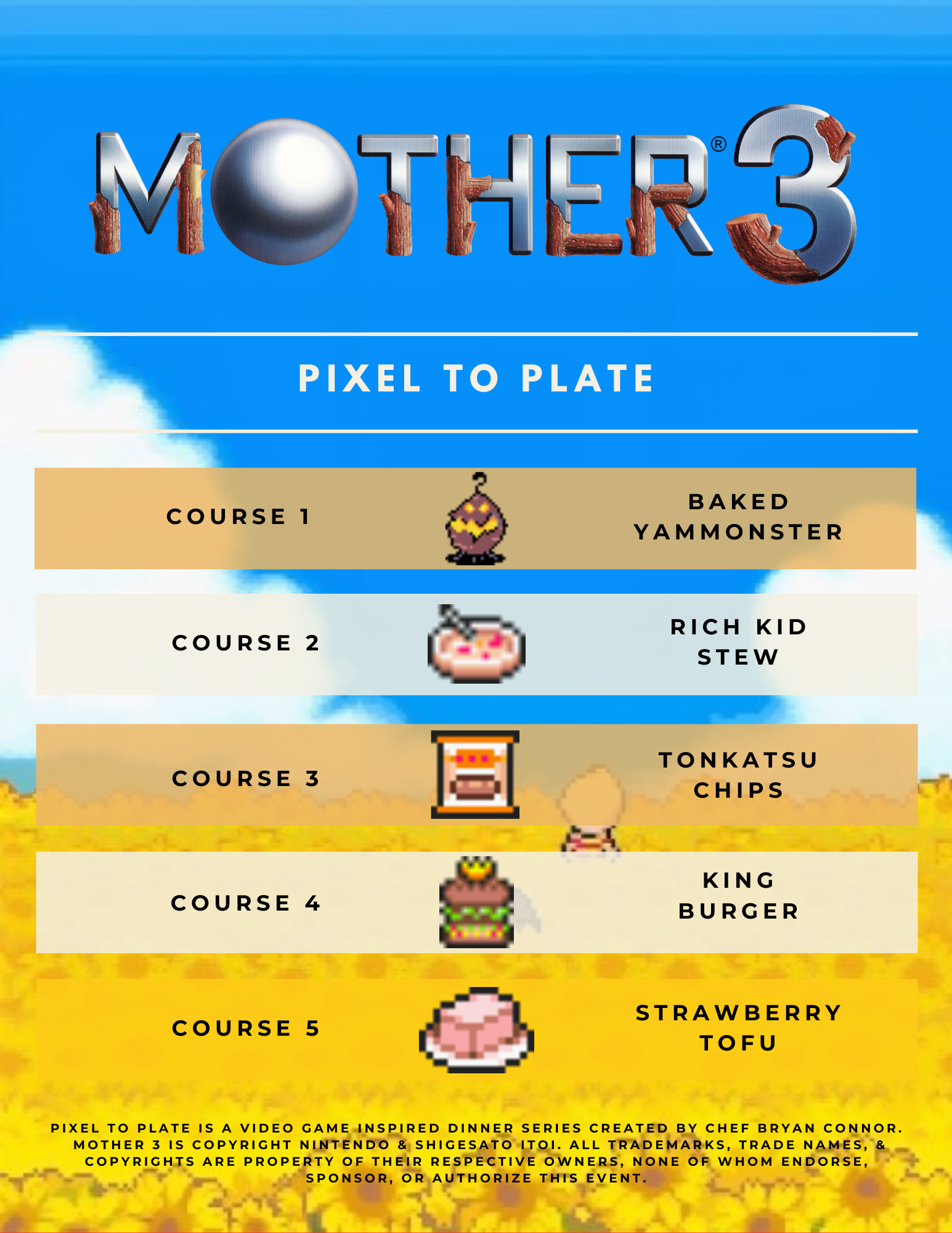 Pixel to Plate: MOTHER 3 5 Course Dinner (Monday 2/2 ticket) — Bard ...