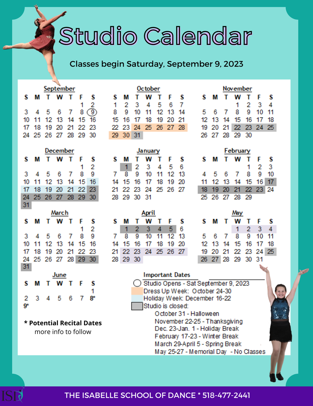Calendar & Pricing — The Isabelle School of Dance