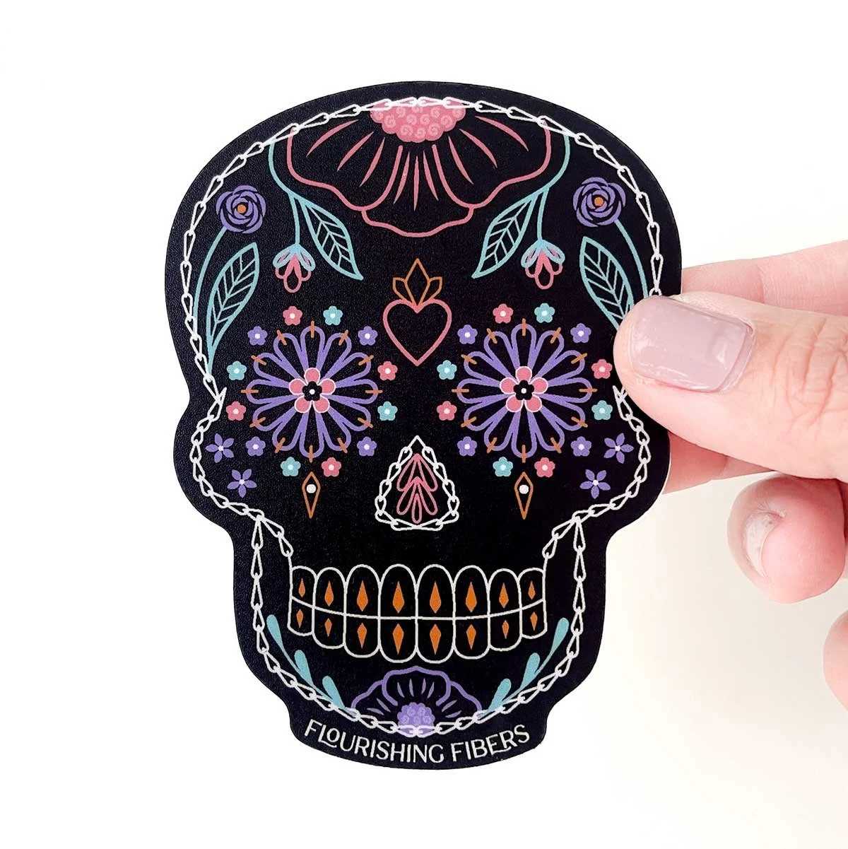 Sugar Skull Embroidery Vinyl Sticker — Flourishing Fibers - Embroidery ...