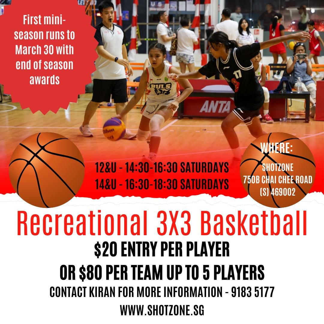 Shotzone 3x3 Recreational Leagues U12 and U14 Players Registration — SGBASKETBALL