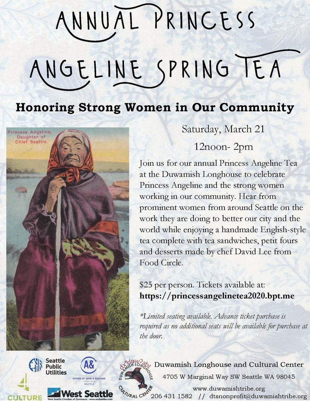 POSTPONED - Princess Angeline Spring Tea — Duwamish Tribe