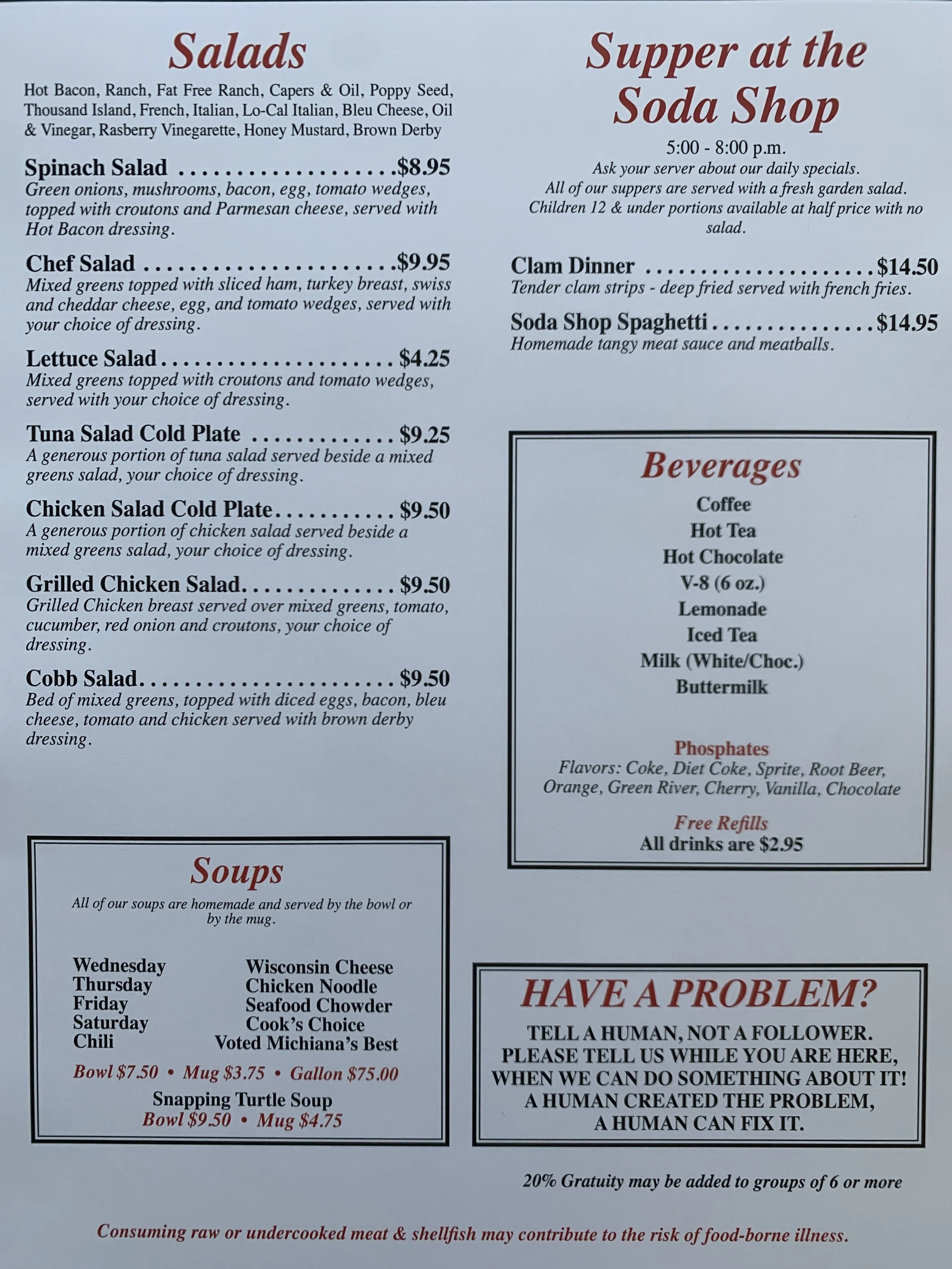 Menu — South Side Soda Shop