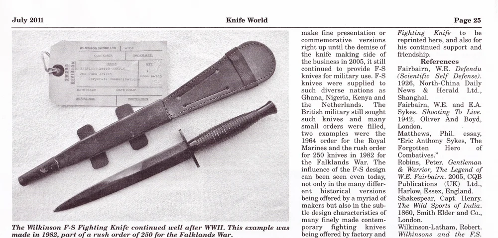 The Wilkinson F-S Fighting Knife — The Fairbairn Sykes Fighting Knife