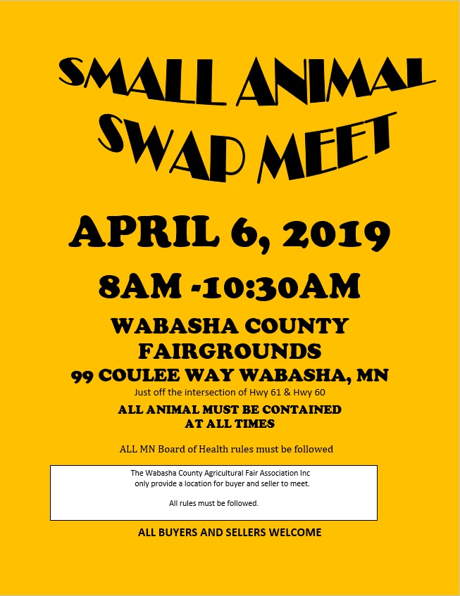 Spring Small Animal Swap Meet - April 6th — Wabasha County Fair