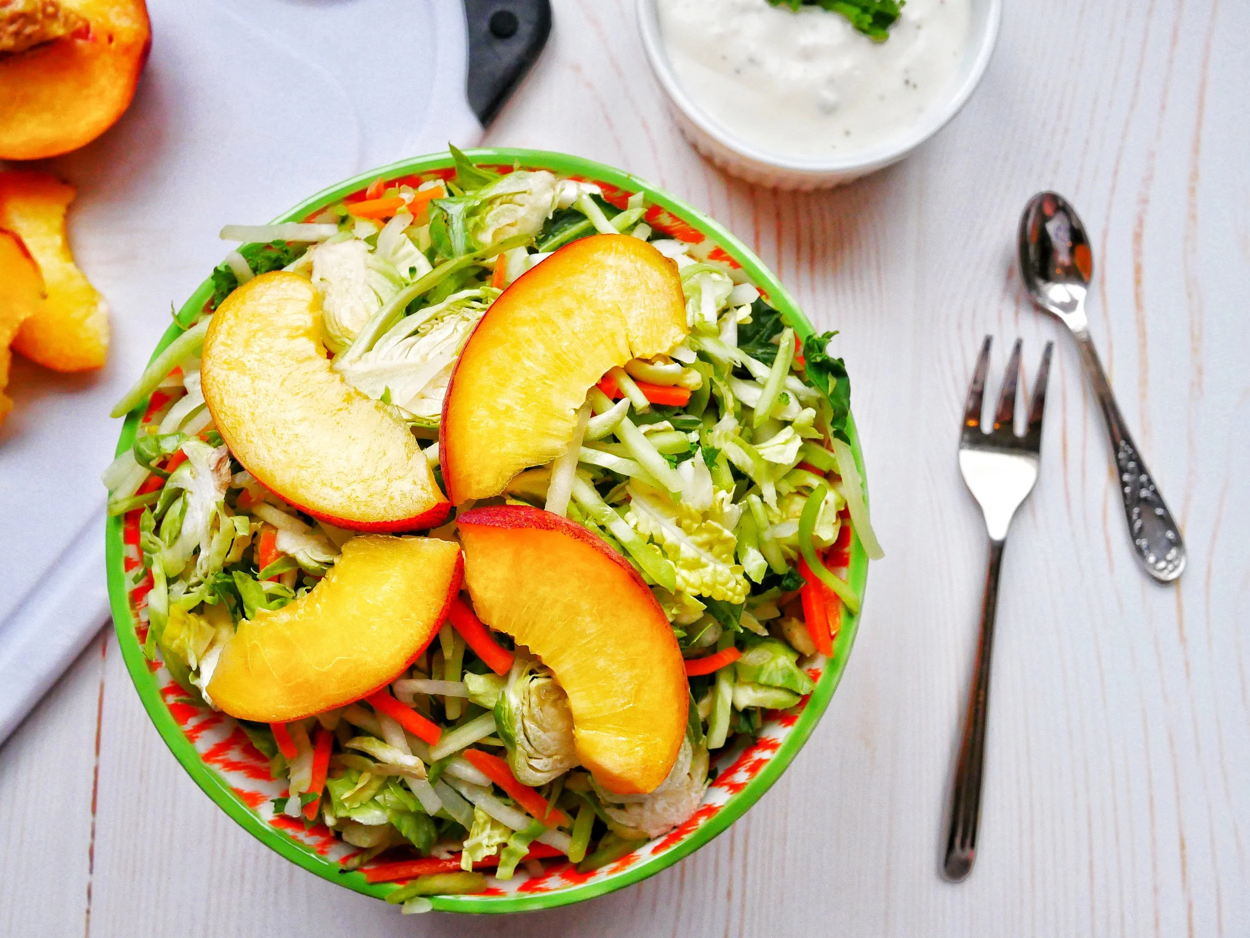 Peaches & Blue Cheese Super Veg Salad with Light Blue Cheese Dressing ...