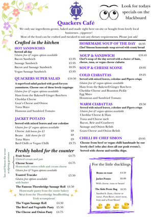 Quackers Main Menu — Thornbridge Estate in the Peak District