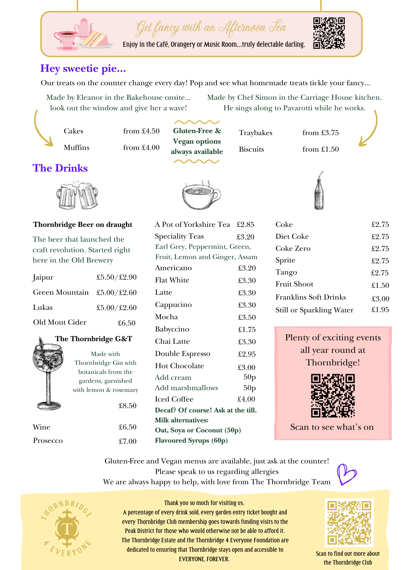 Quackers Main Menu — Thornbridge Estate in the Peak District