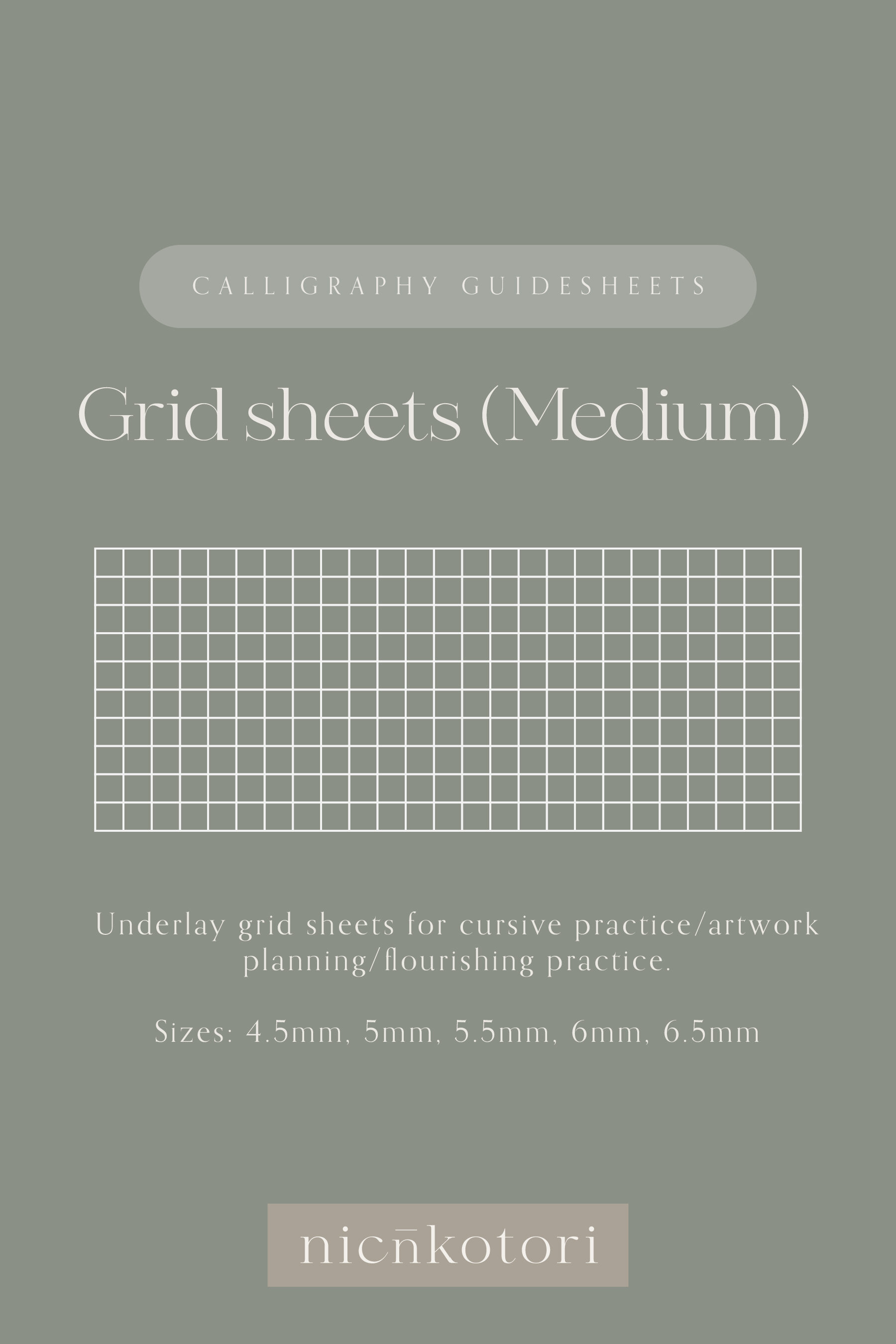 (Printable) Calligraphy Guide sheets: 8mm | 57 degrees slant — nicnkotori