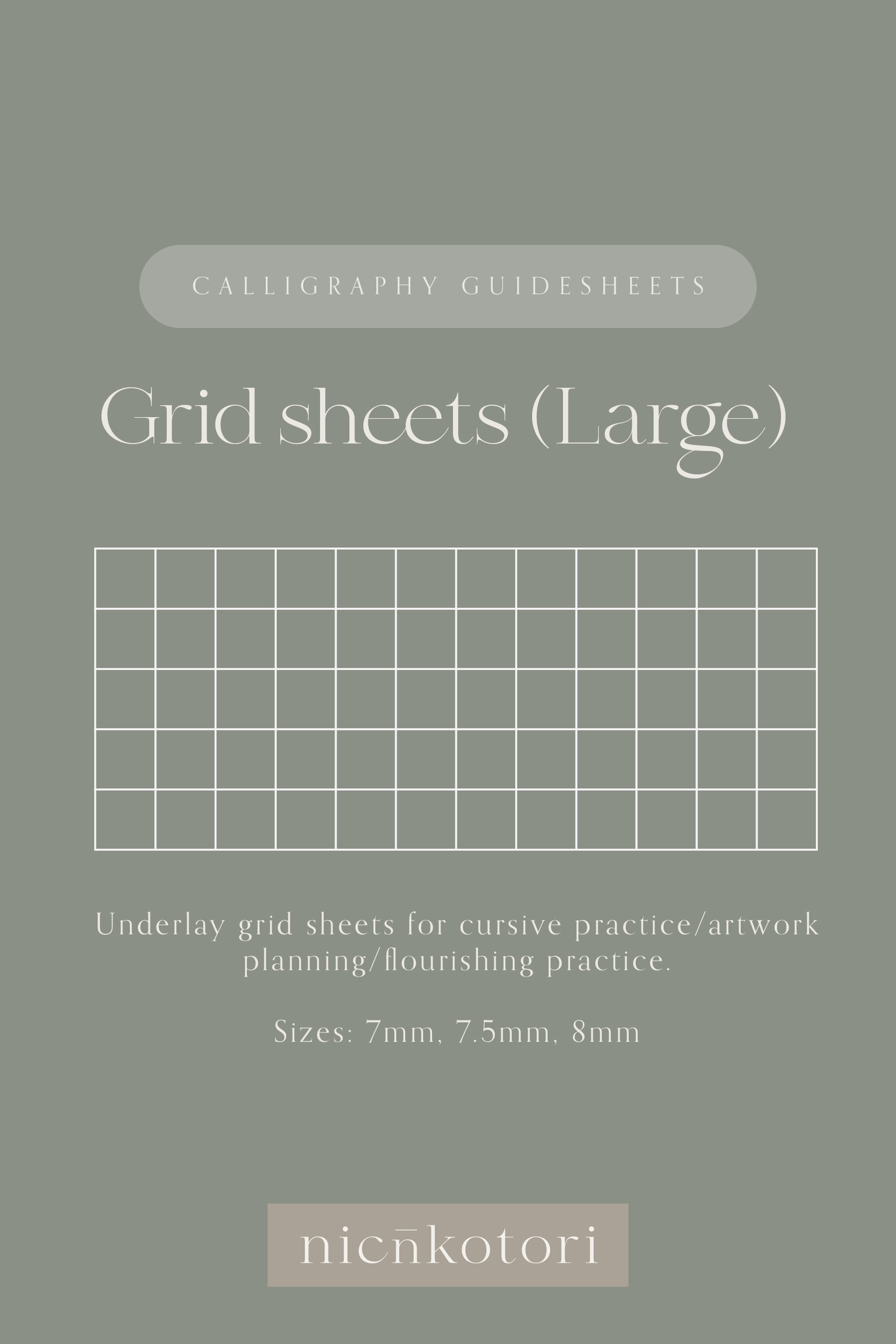 (Printable) Calligraphy Guide sheets: 8mm | 57 degrees slant — nicnkotori