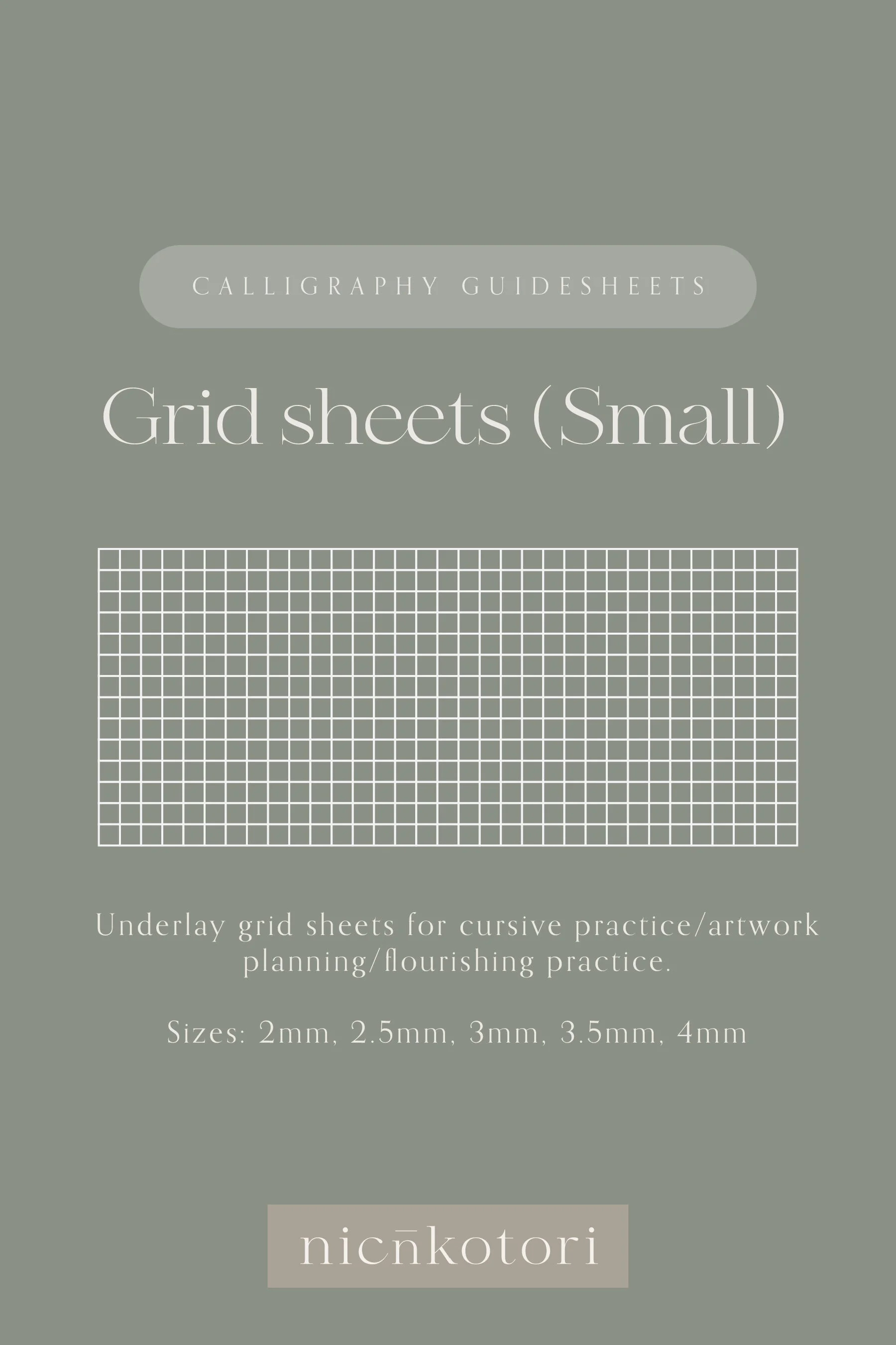 (Printable) Calligraphy Underlay Grid Sheet: Small | 4.5mm - 6.5mm ...