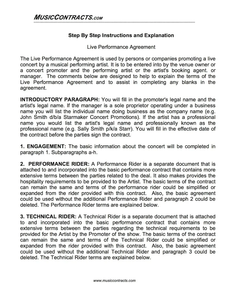 Performance Agreement Template