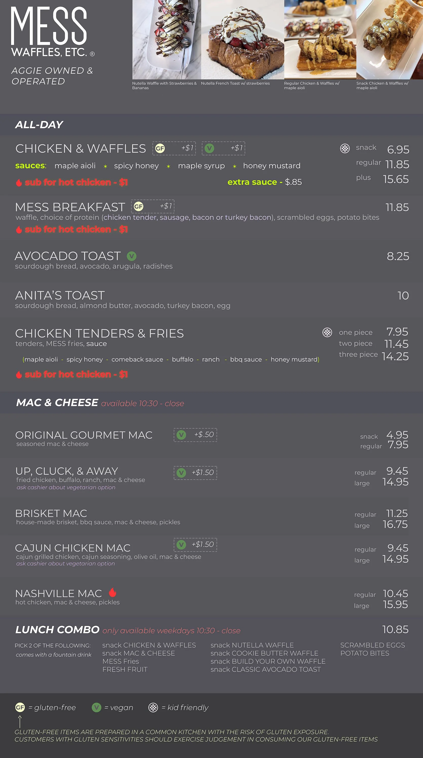 Weekday Menu — Mess