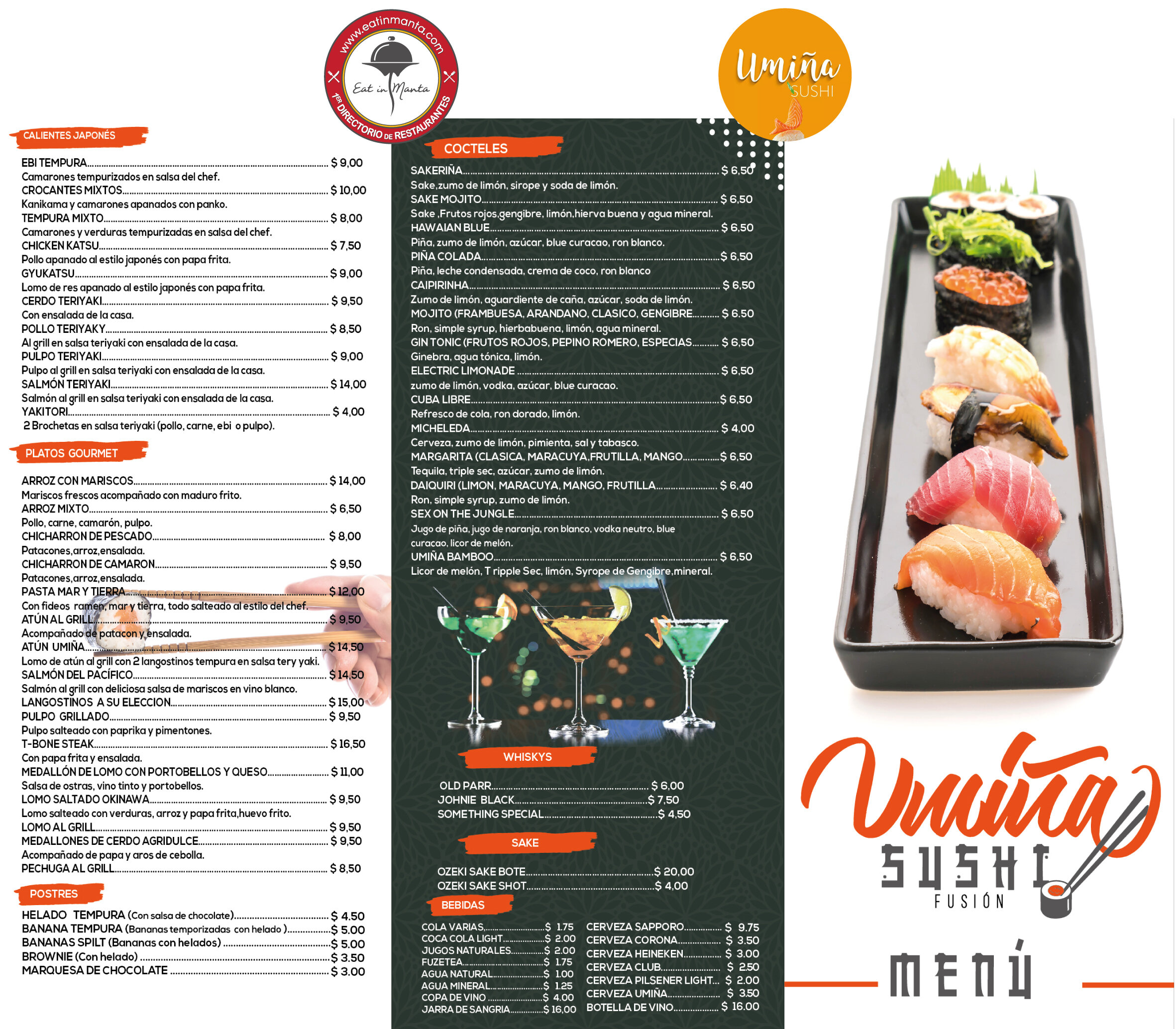 Umiña Sushi - Full Menu — Where to Eat In Manta Restaurants, Dining ...