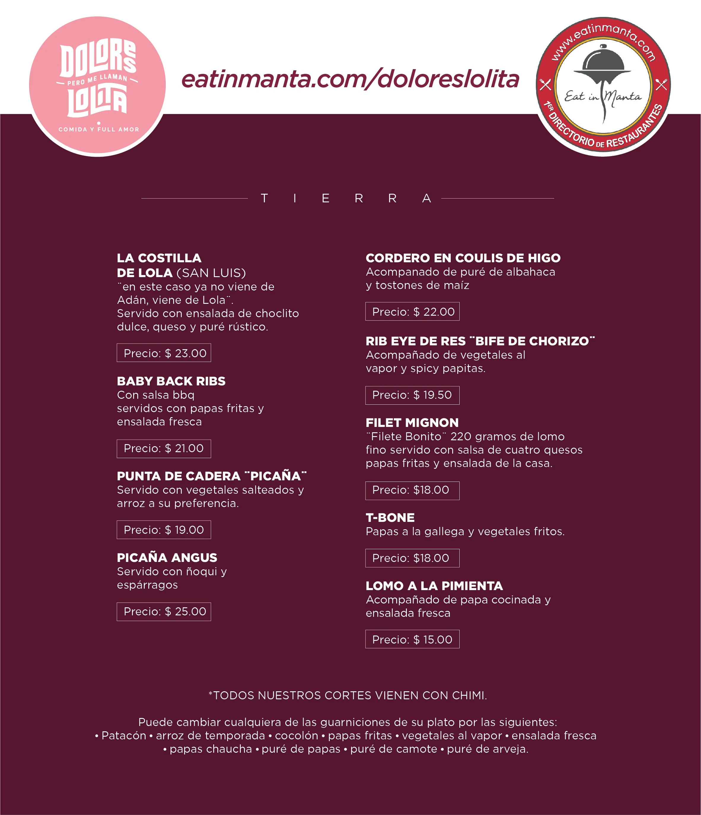 Dolores Lolita - Full Menu — Where to Eat In Manta Restaurants, Dining ...