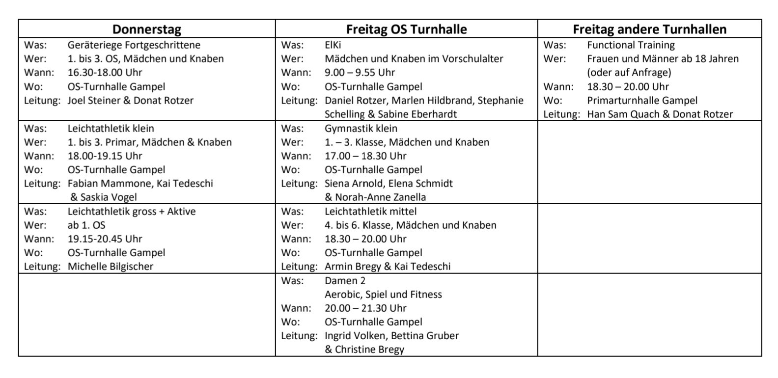 Wochenplan — stv gampel