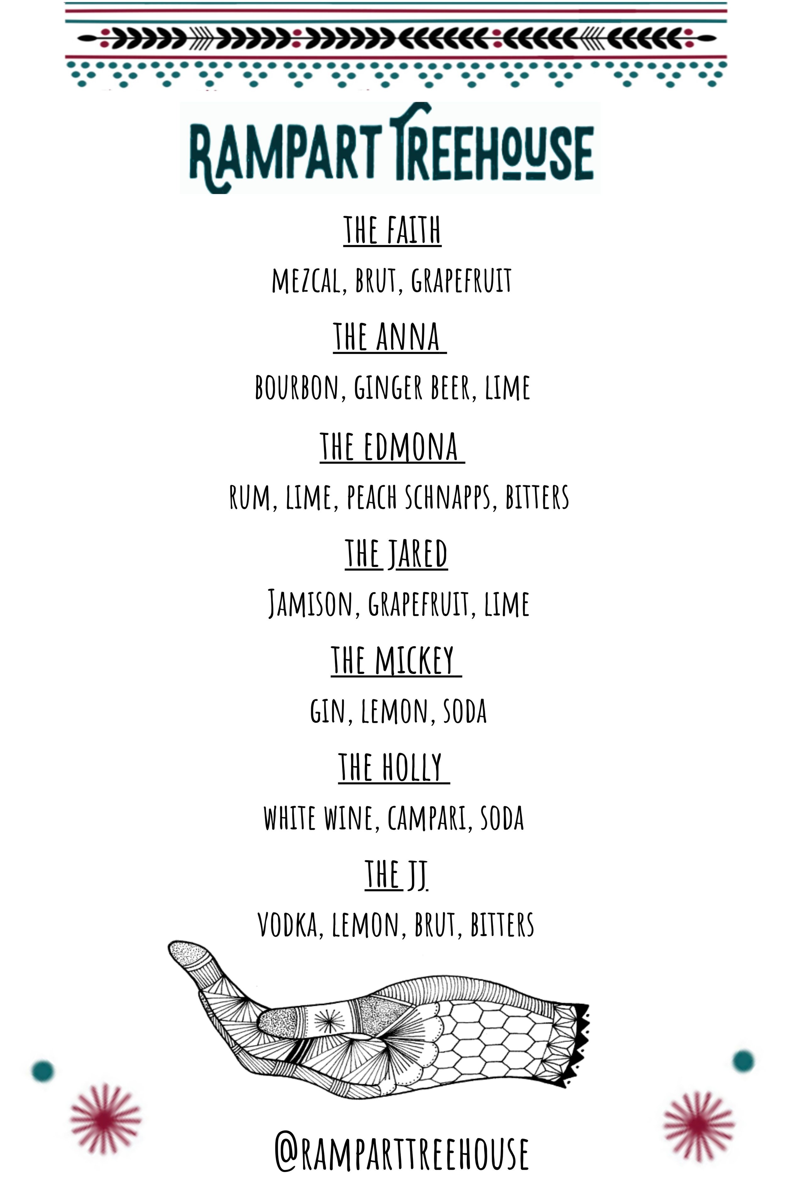 Menu | Rampart Treehouse | New Orleans Best Pizza Restaurant